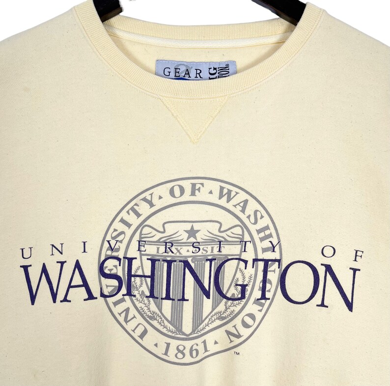University of Washington Big Logo Crewneck Sweatshirt Pullover Jumper ...