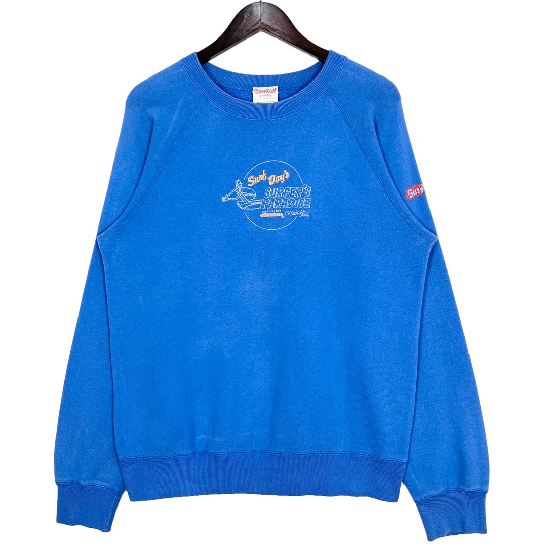 Vintage Surf Days Surfer’s Paradise Crewneck Sweatshirt Jumper Blue ...