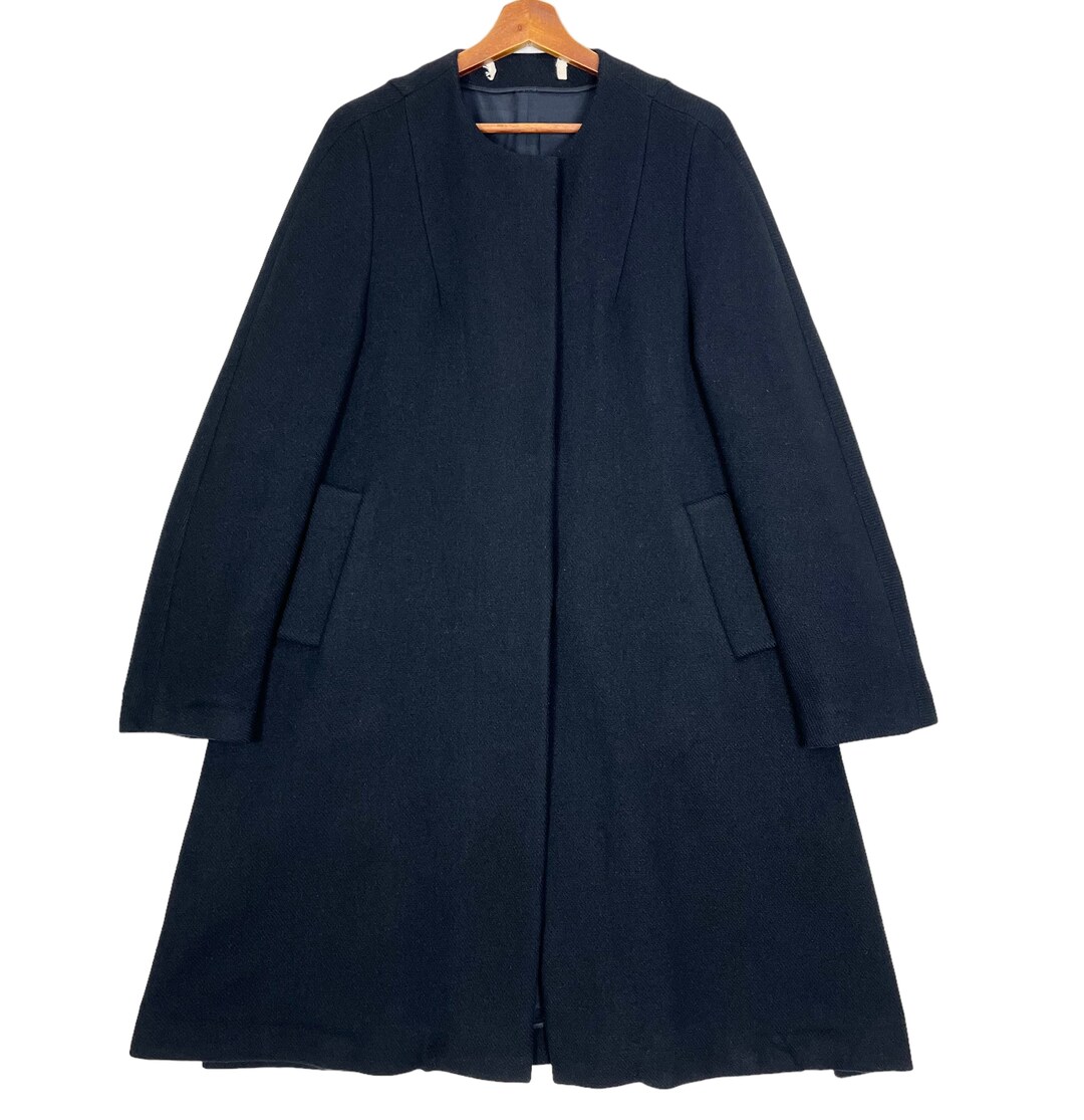 Marni Long Designer Luxury Coat Snap Button Black Size 40 Made in Italy ...