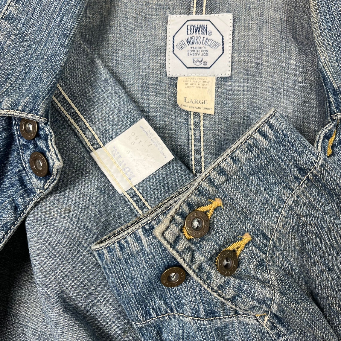 Vintage Edwin Over Work Denim Chore Jacket Blue Size Large - Etsy