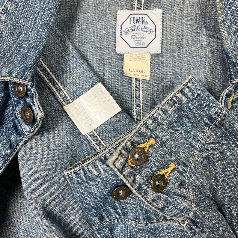 Vintage Edwin Over Work Denim Chore Jacket Blue Size Large - Etsy