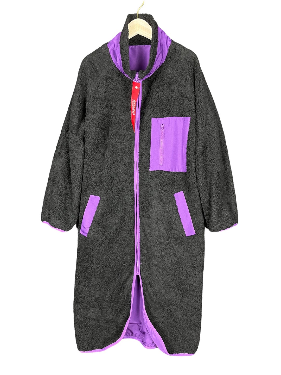 Vintage 90’s Coca Cola Reversible Wool Long Coat Purple Black Size ...