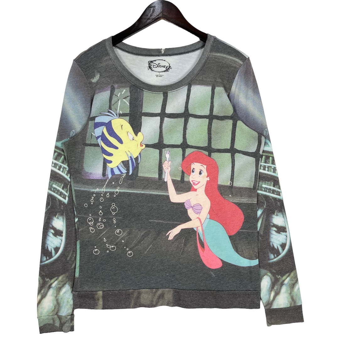 Disney Little Mermaids Full Over Print Women Sweatshirt Crewneck Jumper ...