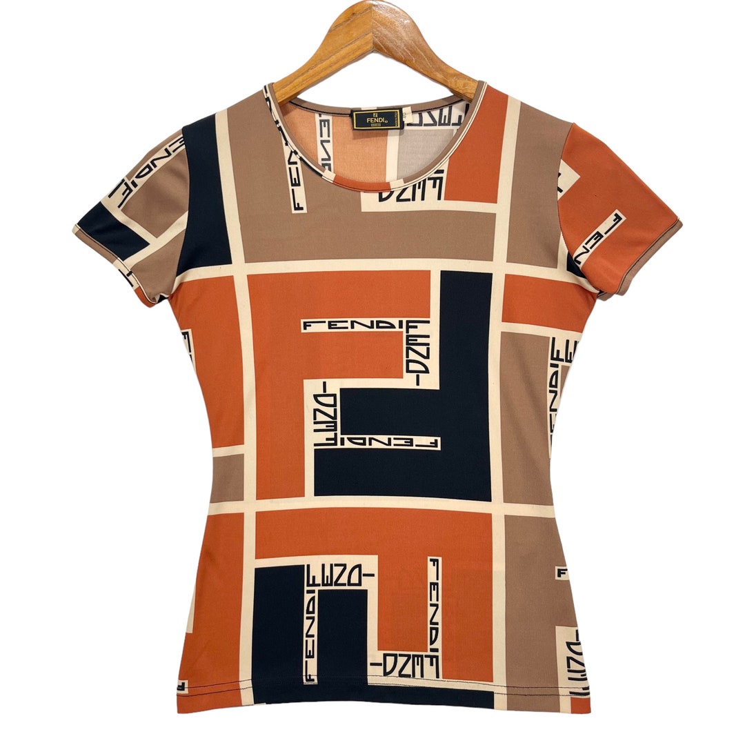 Vintage Fendi Monogram Full Print Stretchable Body Fit Women’s Top ...