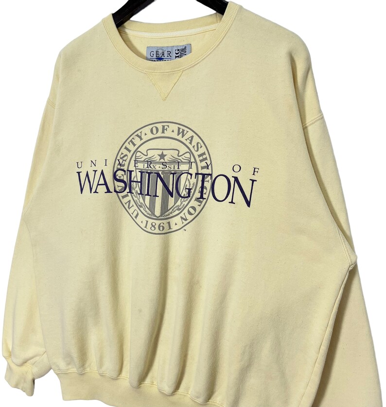 University of Washington Big Logo Crewneck Sweatshirt Pullover Jumper ...