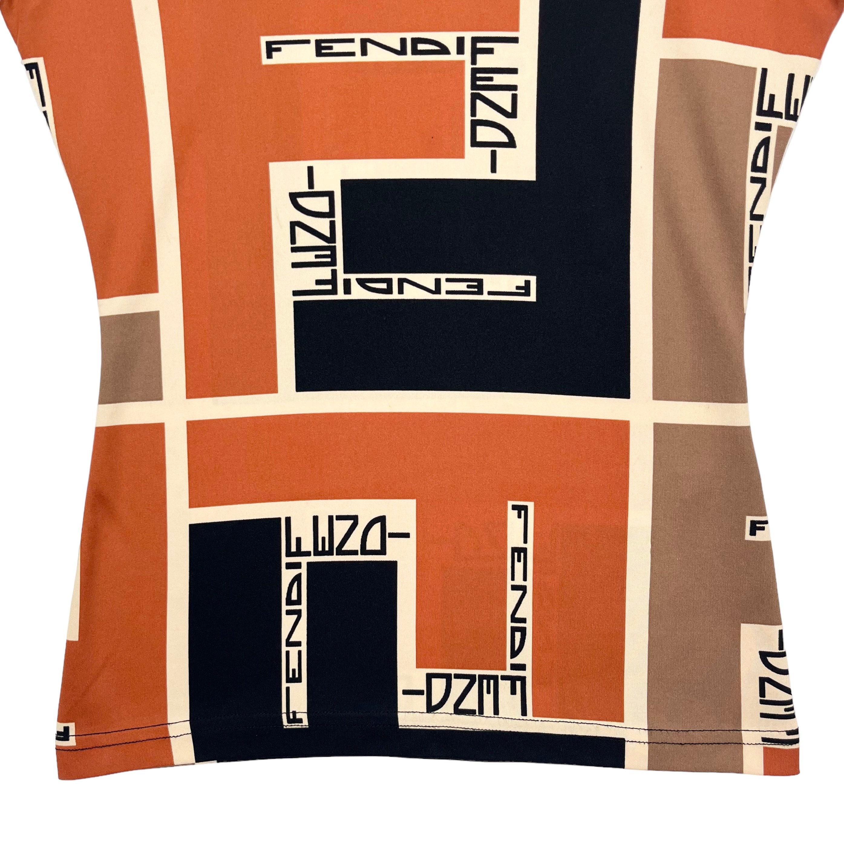 Vintage Fendi Monogram Full Print Stretchable Body Fit Womens Top ...