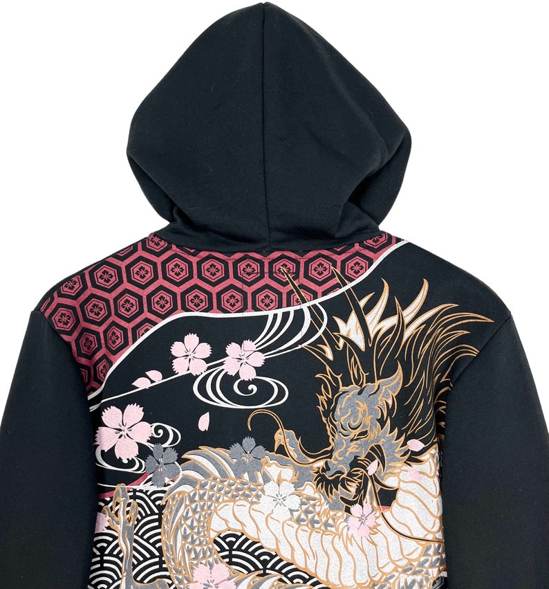 Japanese Brand Sukajan Dragon Koi Fish Big Print Design Zipper Hoodie ...