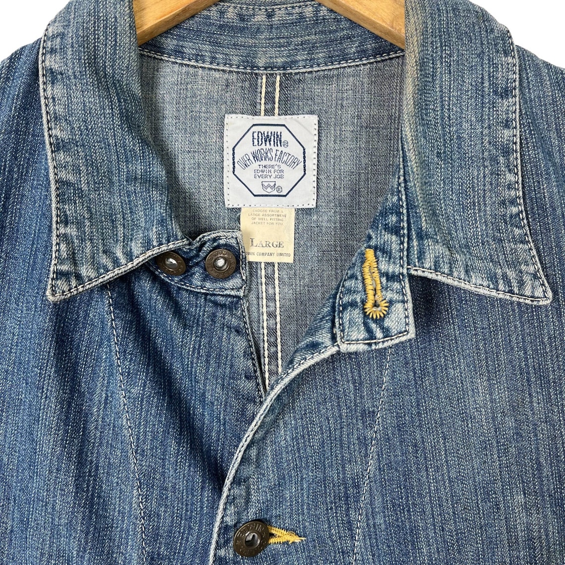 Vintage Edwin Over Work Denim Chore Jacket Blue Size Large - Etsy