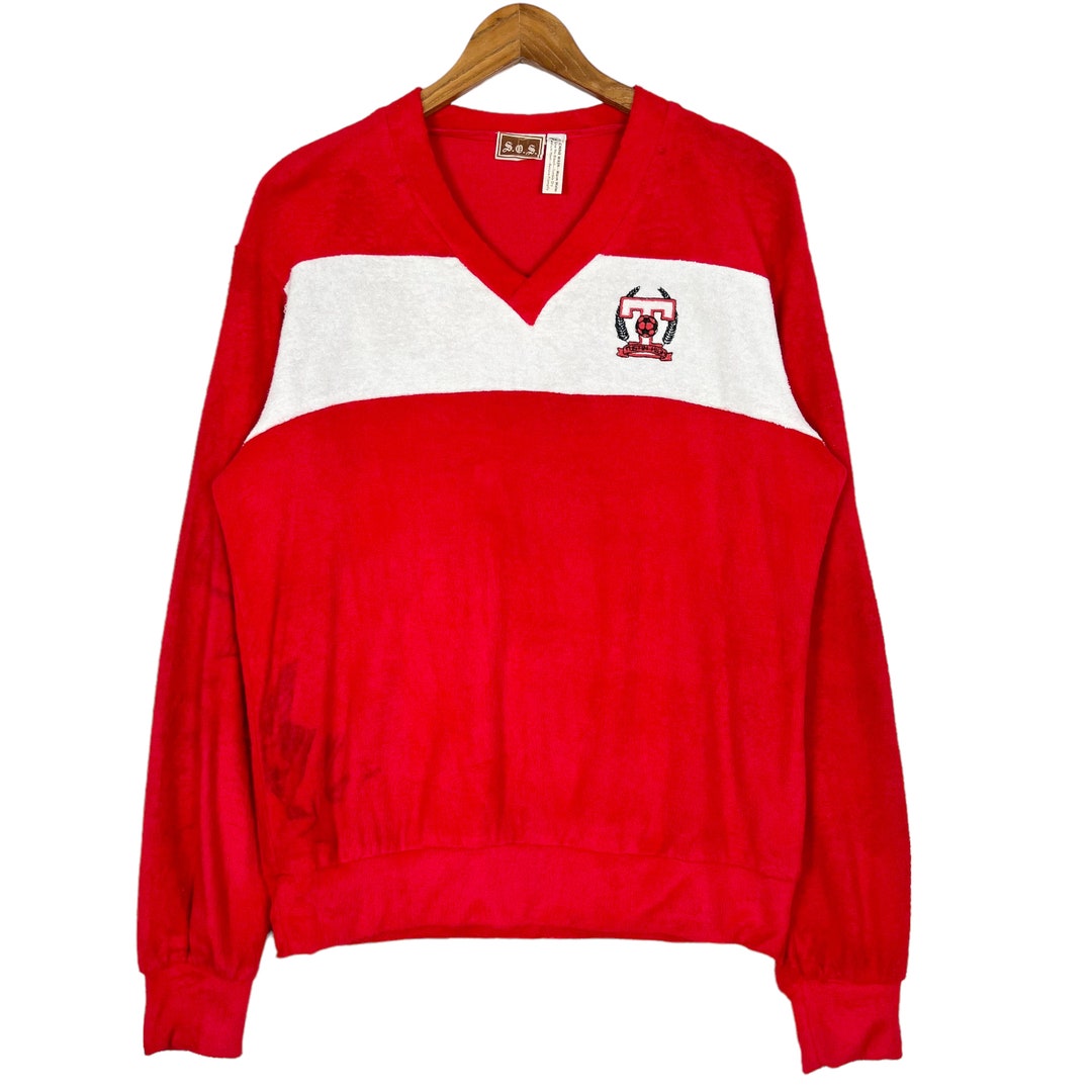Vintage 80’s SOS Austin High School V Neck Collar Red Size XL Made in ...