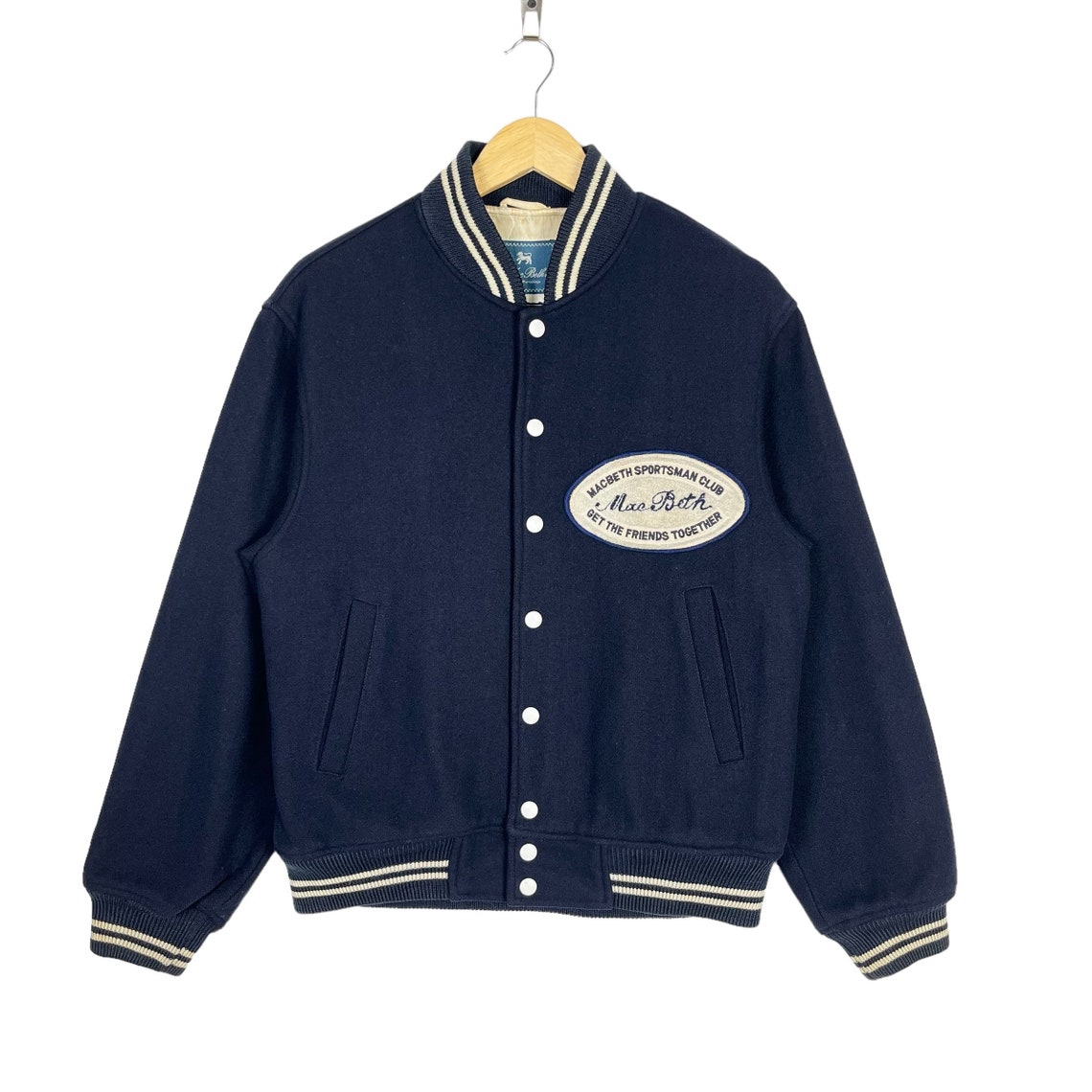 Vintage Macbeth Varsity Jacket Skatesbrand Streetwear Navy Blue Size ...