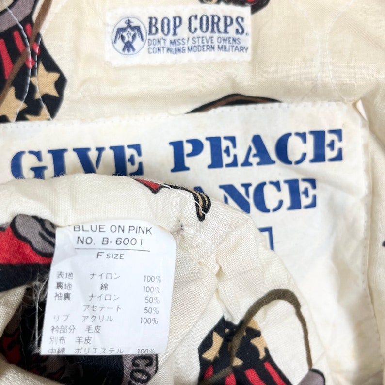 Bop Corps Military Bomber Flight Jacket Leather Collar Beige Color Size ...