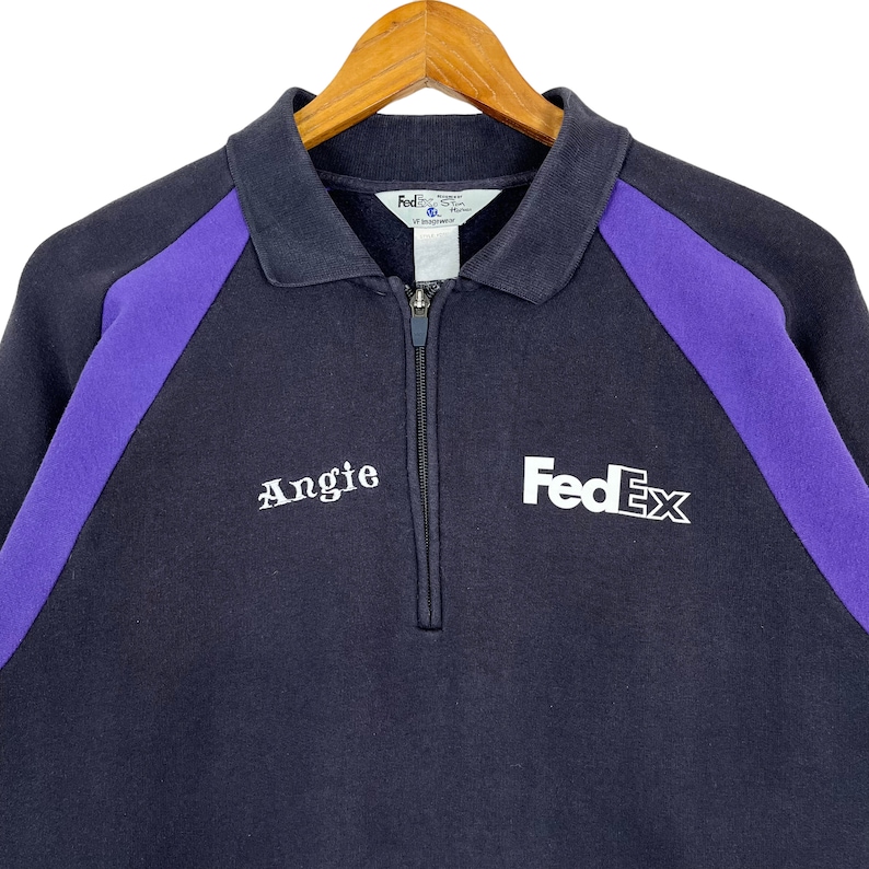 Fedex Half Zipper Anorak Sweatshirt Sweater Name Tag Angie Black Size ...