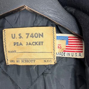 MFG by Schott US740N Pea Jacket Coat Wool Size Size 12 Navy Blue Made ...