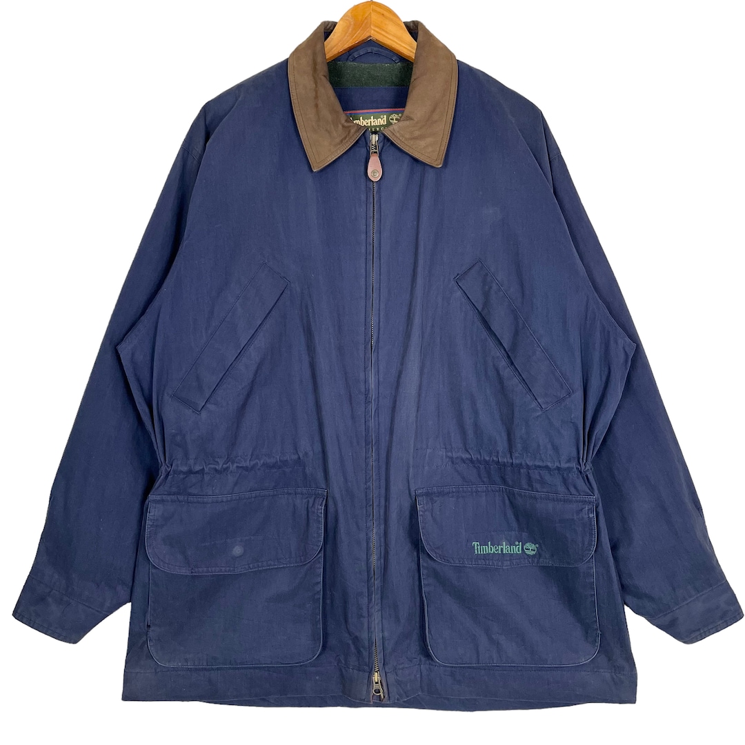Timberland Weather Gear Zipper Jacket Adjustable Waist Leather Collar ...