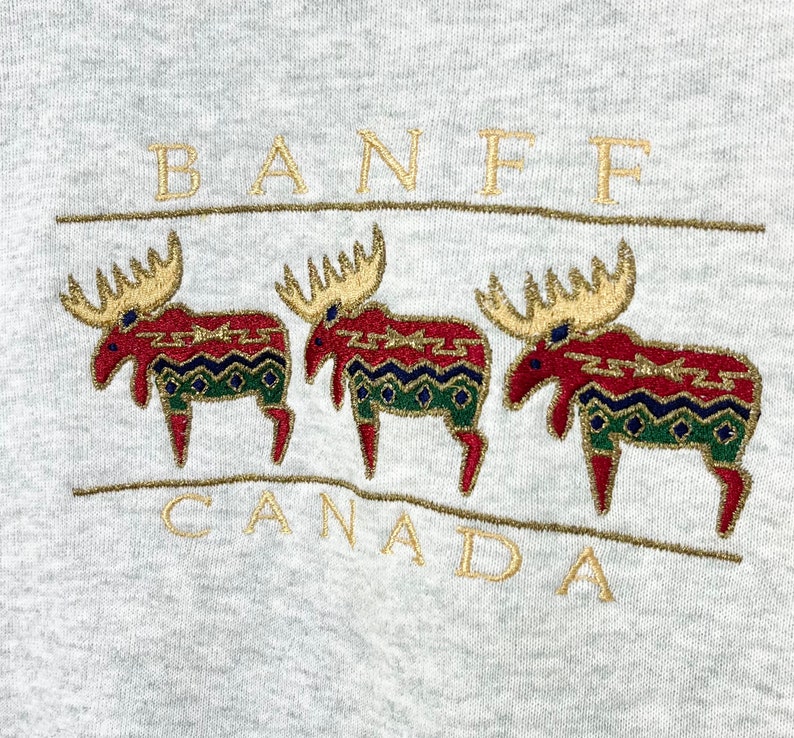 Vintage 1994 Banff Canada Moose Embroidery Logo Crewneck Sweatshirt ...