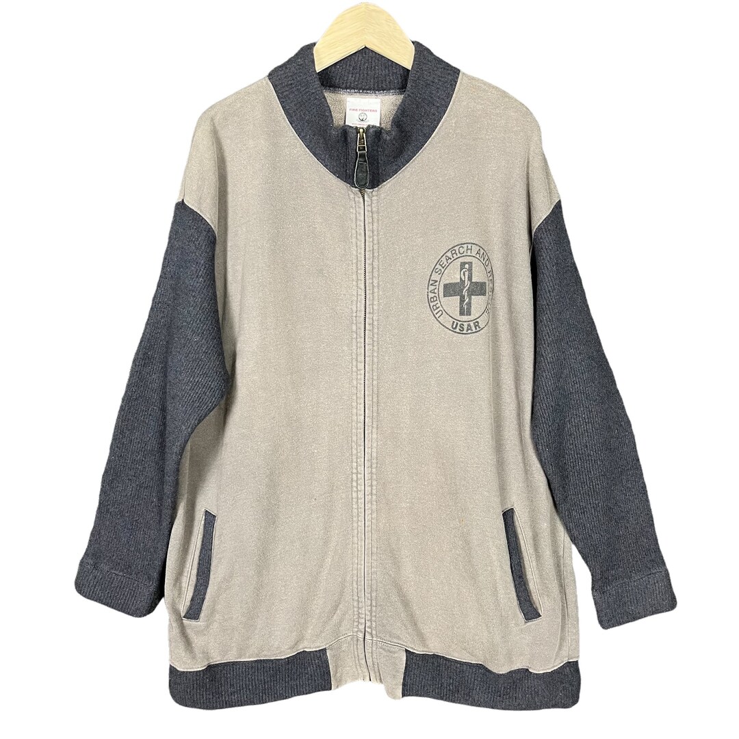 Vintage USAR Fire Fighter Wool Sleeve Zip up Jacket Brown Colour Size ...