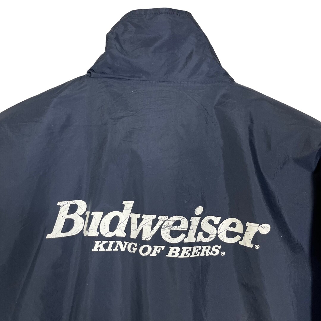 Vintage Budweiser King of Beers Lightweight Windbreaker Jacket Navy ...