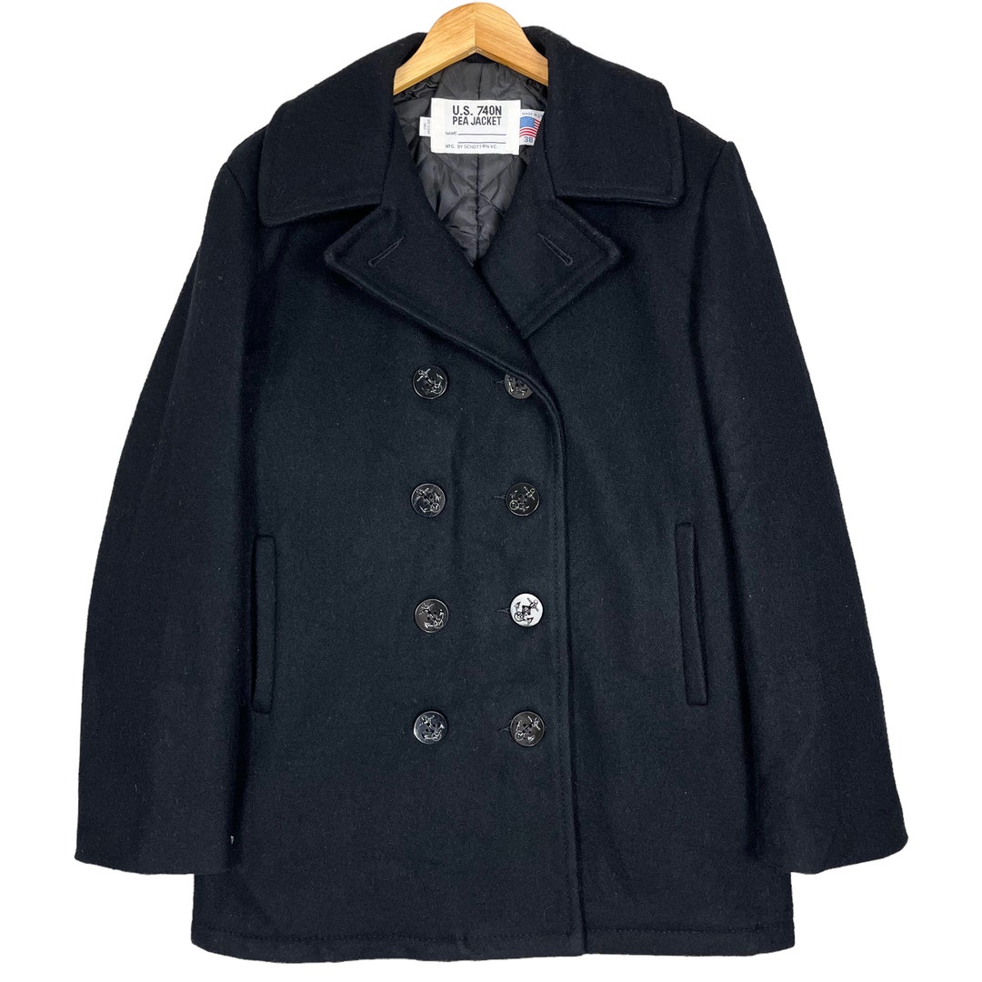 MFG Schott Pea Coat Military US 740 Black Color Size 38 Made - Etsy
