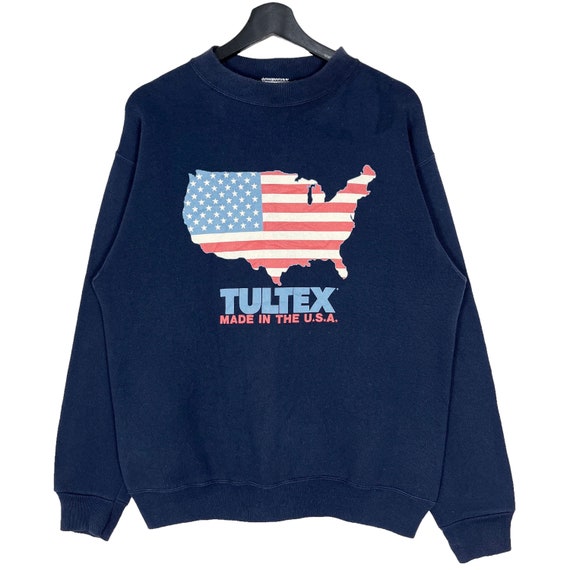 Vintage 90’s Tultex American Maps Flag Sweatshirt Nav… - Gem