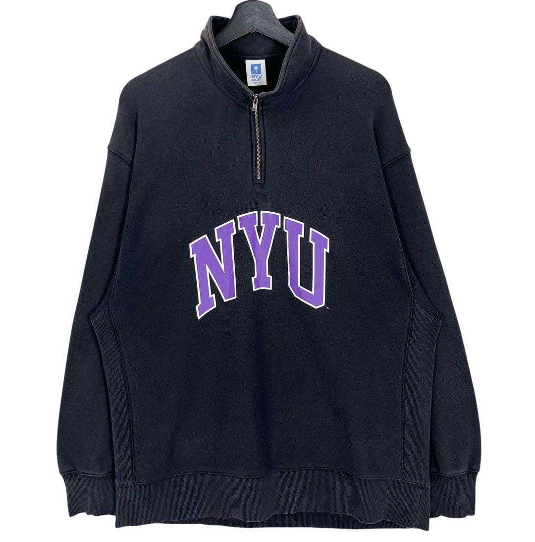 NYU New York University Half Zipper Sweatshirt Black Size XL - Etsy