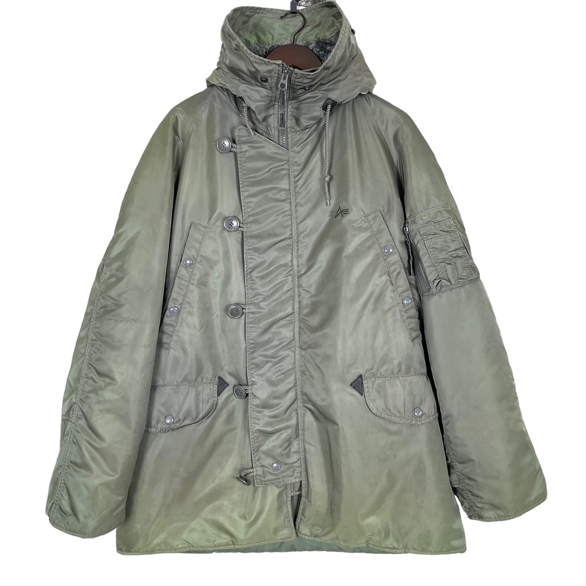 Alpha Industries Military Parka Jacket Green Size Large Made in Vietnam ...