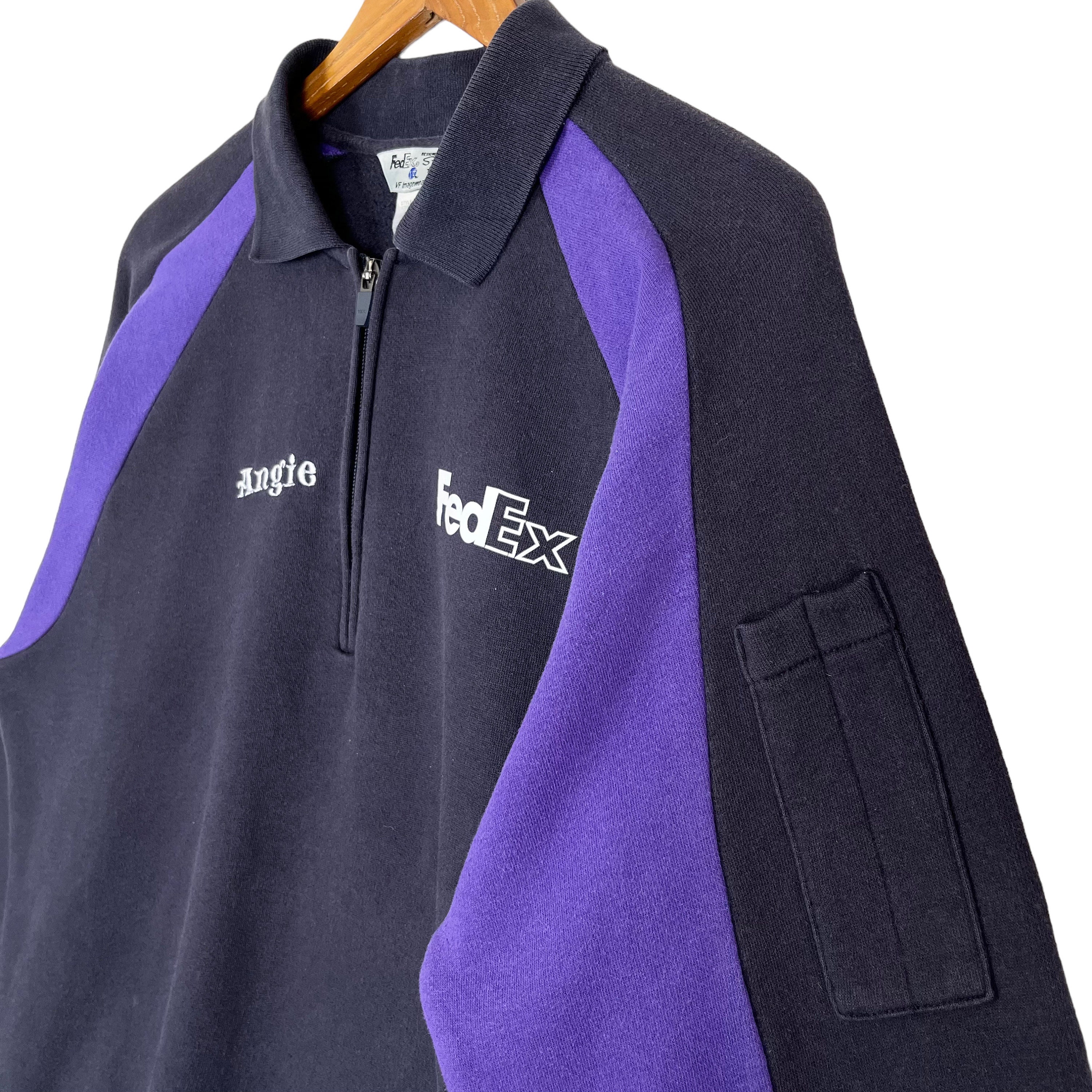 Fedex Half Zipper Anorak Sweatshirt Sweater Name Tag Angie Black Size ...