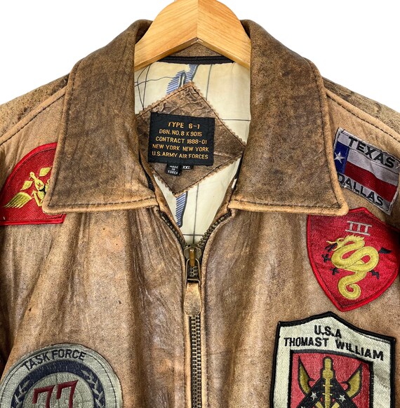 Vintage 90s Military USAF US Army Bomber Flight Leath… - Gem