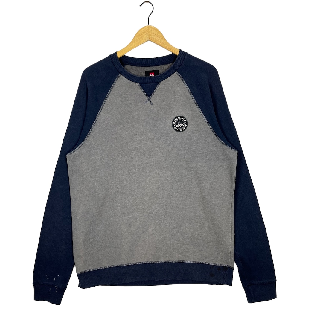 Quicksilver Pullover Jumper Crewneck Sweatshirt Grey Navy Blue in Size ...