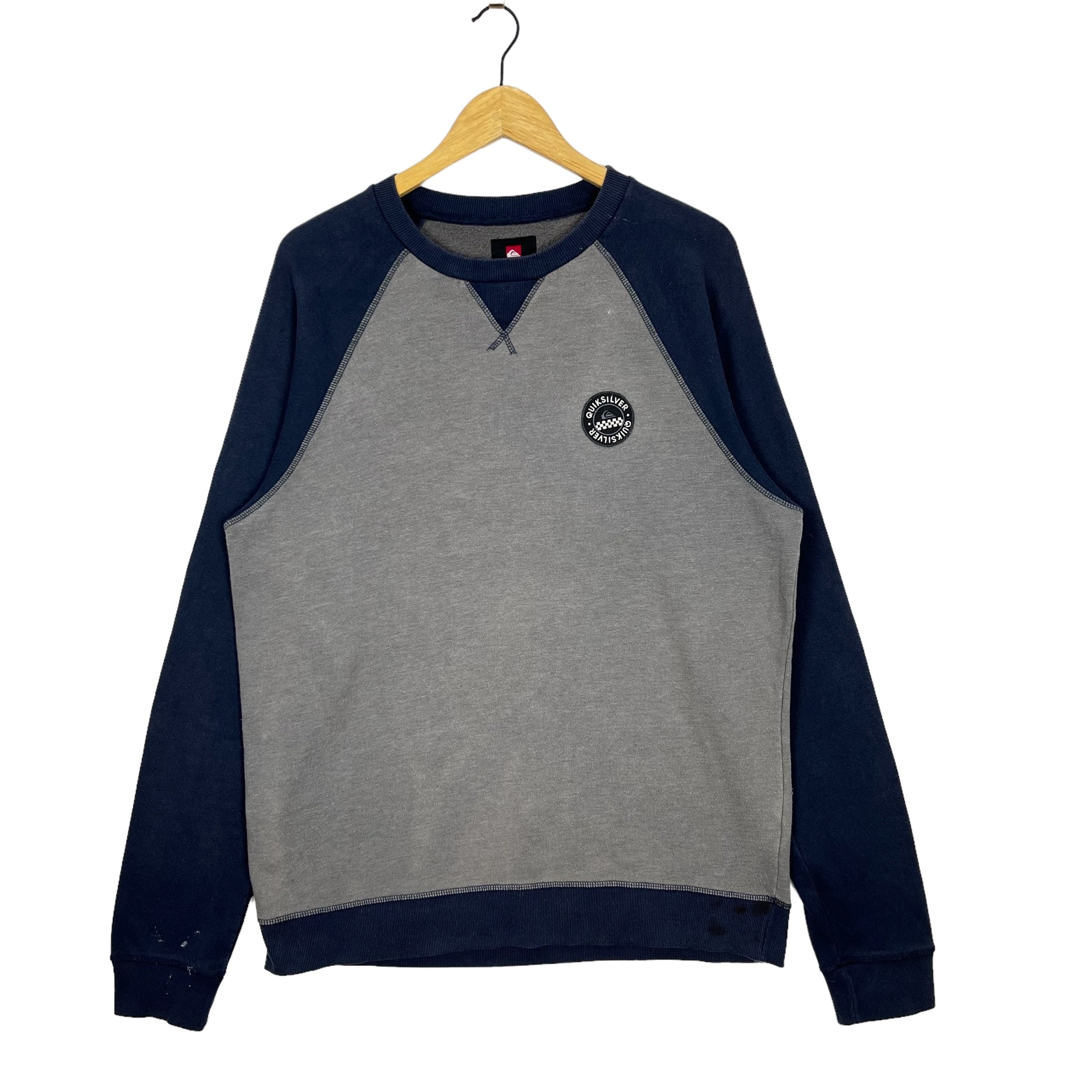 Quicksilver Pullover Jumper Crewneck Sweatshirt Grey Navy Blue in Size ...