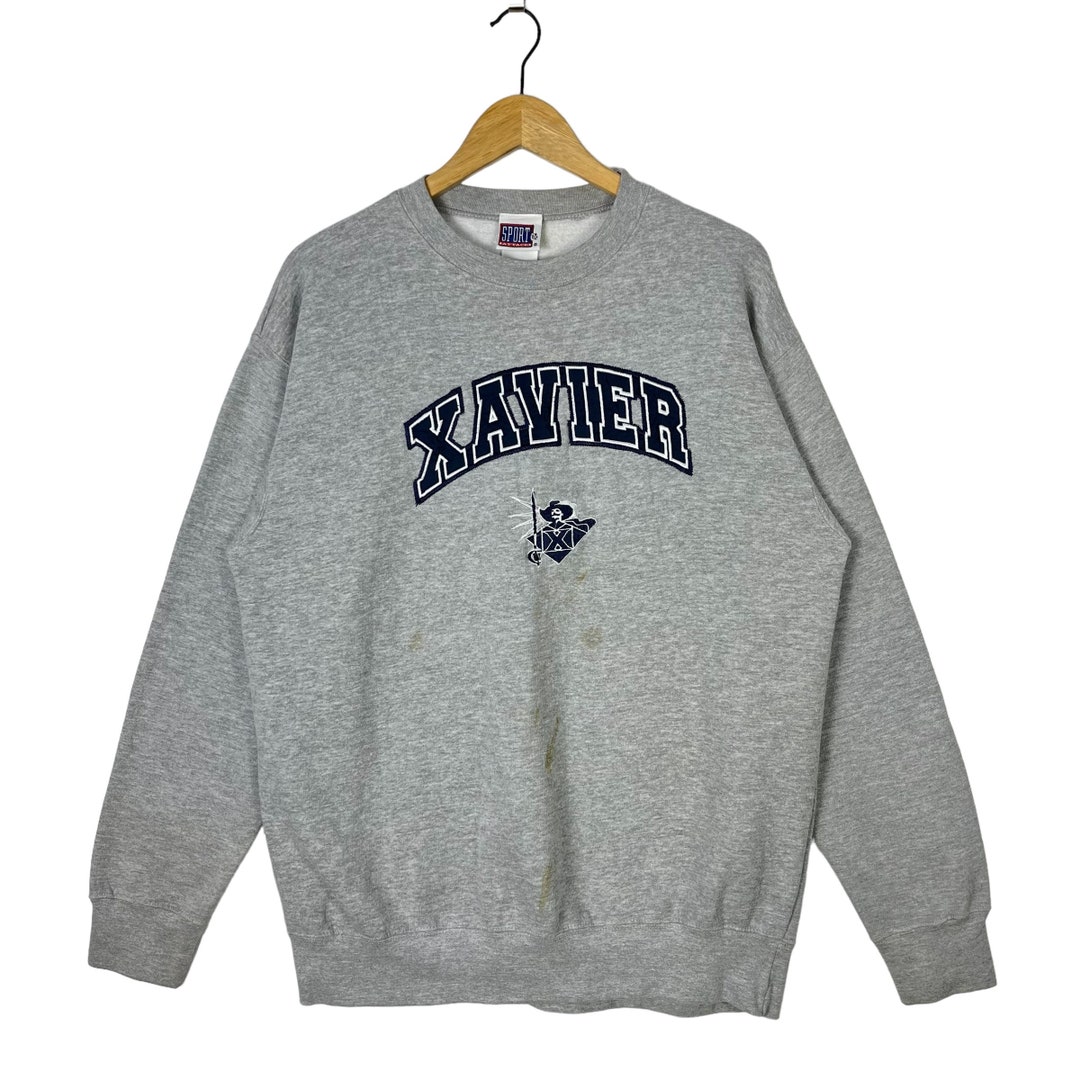 Vintage Xavier University Embroidery Jumper Crewneck Sweatshirt Grey ...