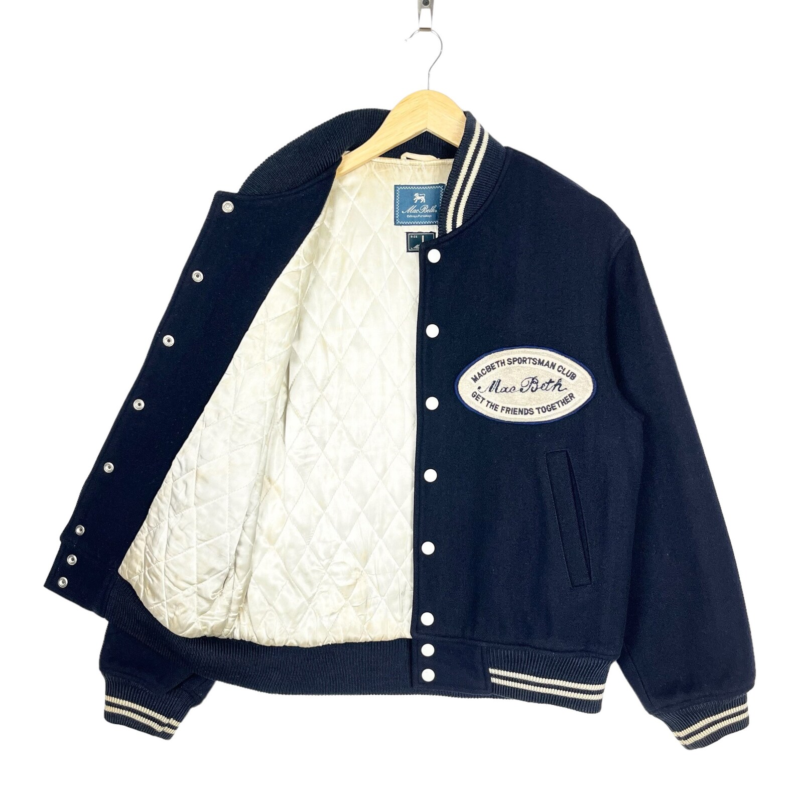 Vintage Macbeth Varsity Jacket Skatesbrand Streetwear Navy Blue Size ...