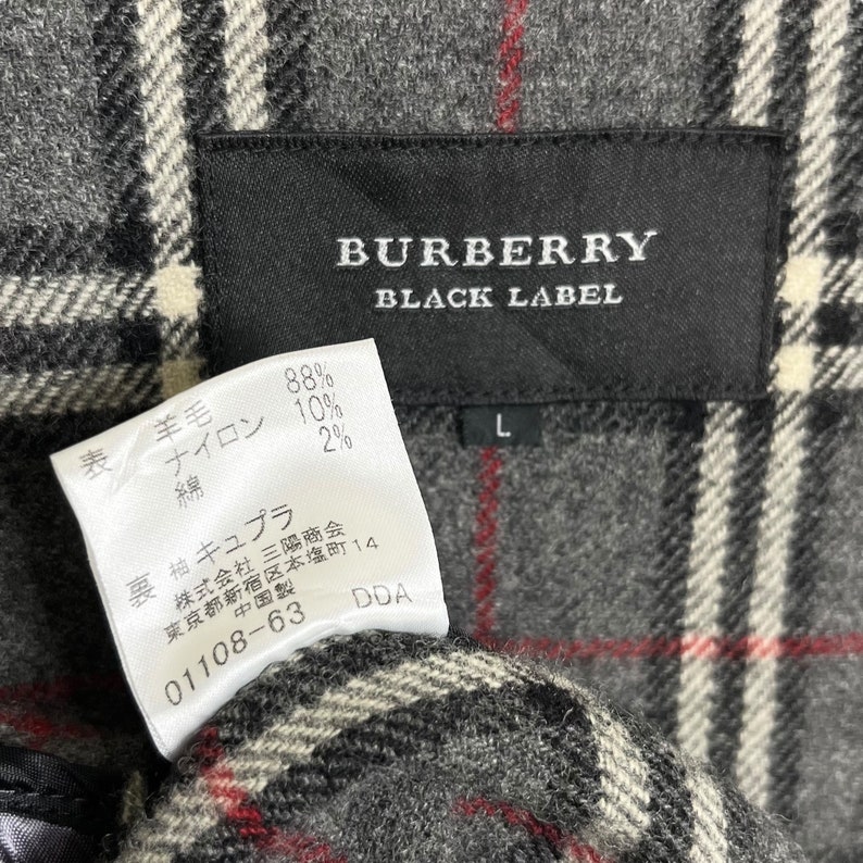 Burberry Black Label Nova Check Wool Duffle Coat Mens Gray Size Large ...