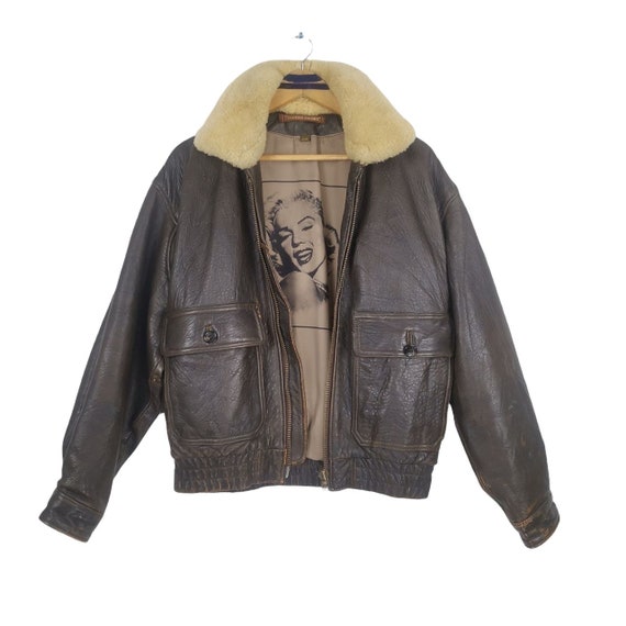 Vintage 90's Marilyn Monroe Leather Furs Flight Bomber Type Vintage 90's Marilyn Monroe Leather Furs Flight Bomber Type