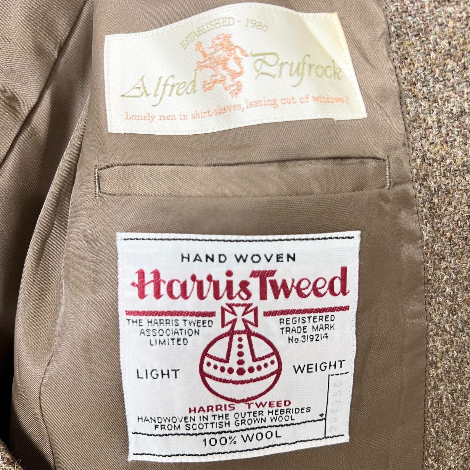 Harris Tweed X Alfred Prufrock Mens Blazer Jacket Hand Woven Scottish ...