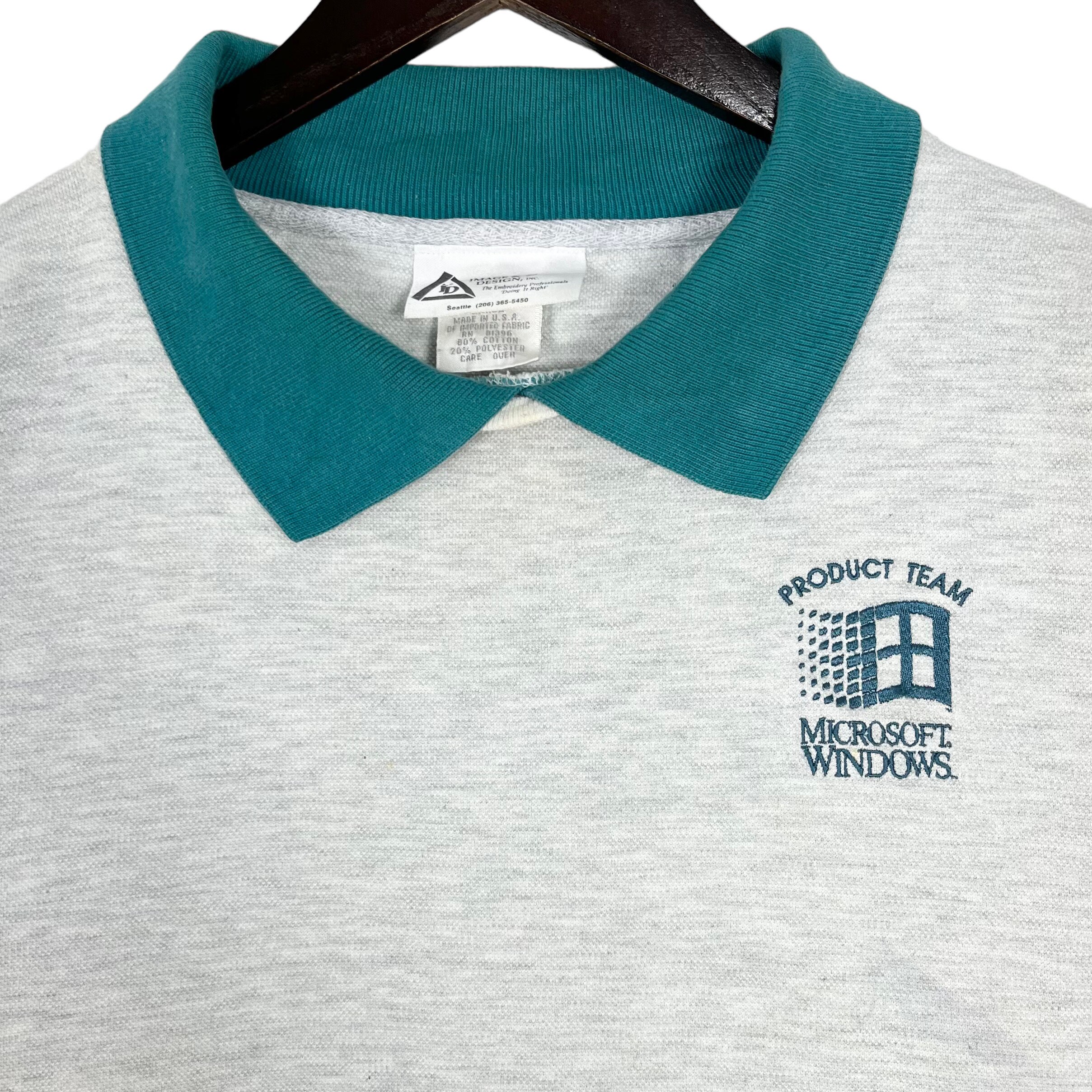 Vintage 90s Microsoft Windows Product Team Small Embroidery Logo Collar ...