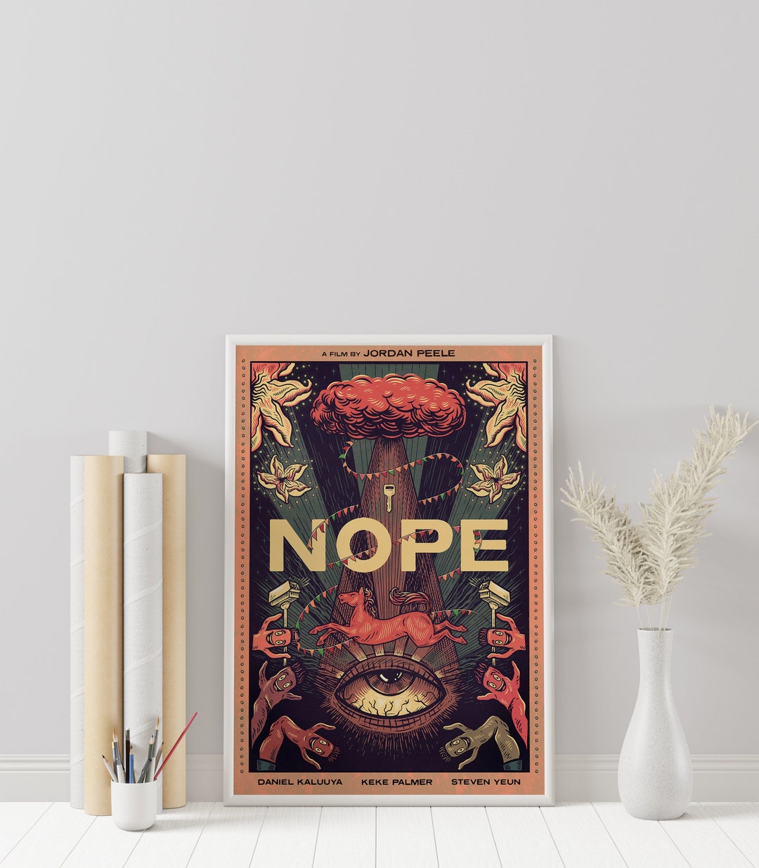 Nope Poster Nope Movie Poster Minimalist Movie Poster Vintage Retro Art Print Custom Poster Wall ...