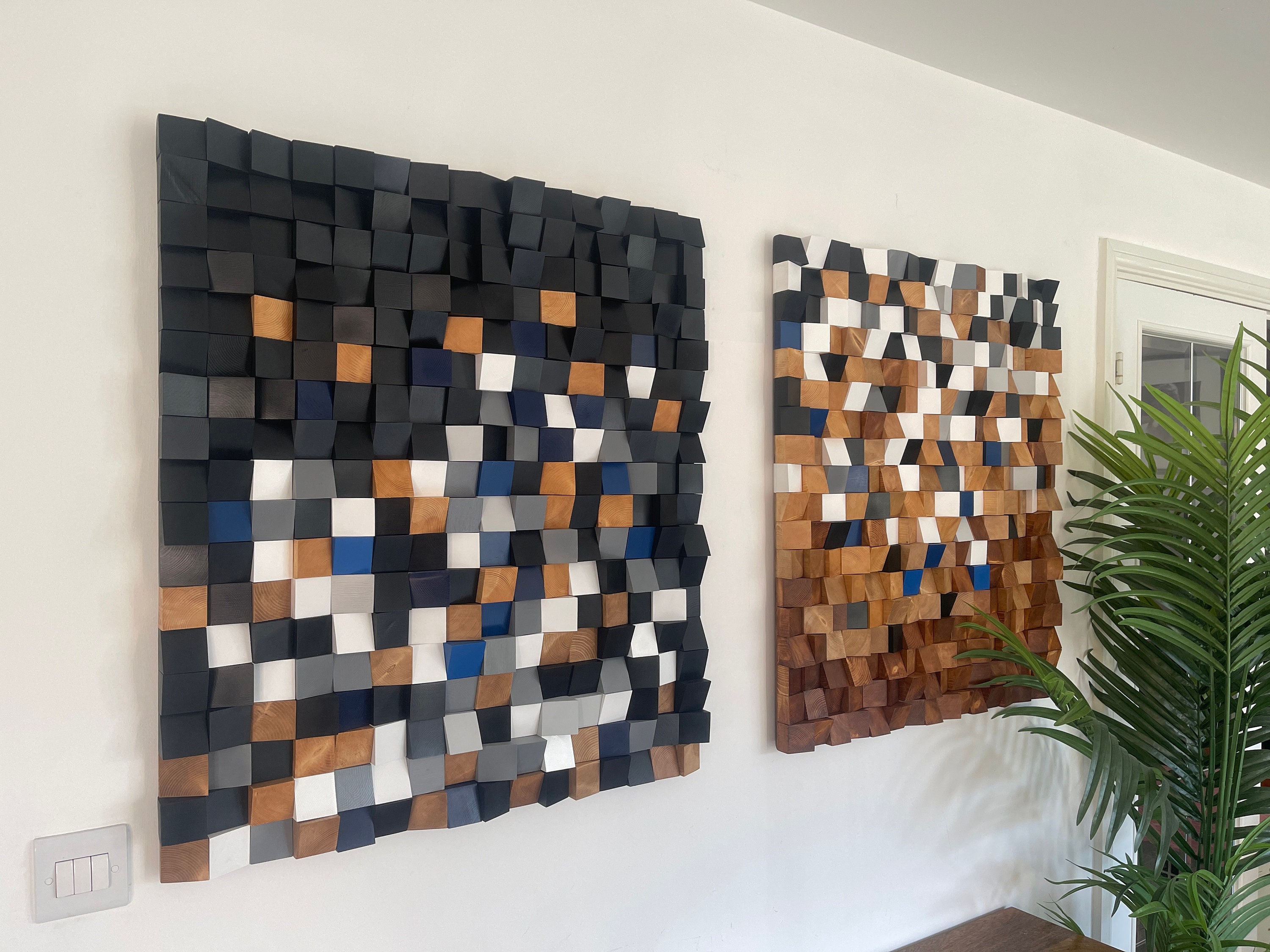 3D Wood Wall Art | Wooden Wall Decor | Blue Black Fade | Sound Diffuse ...