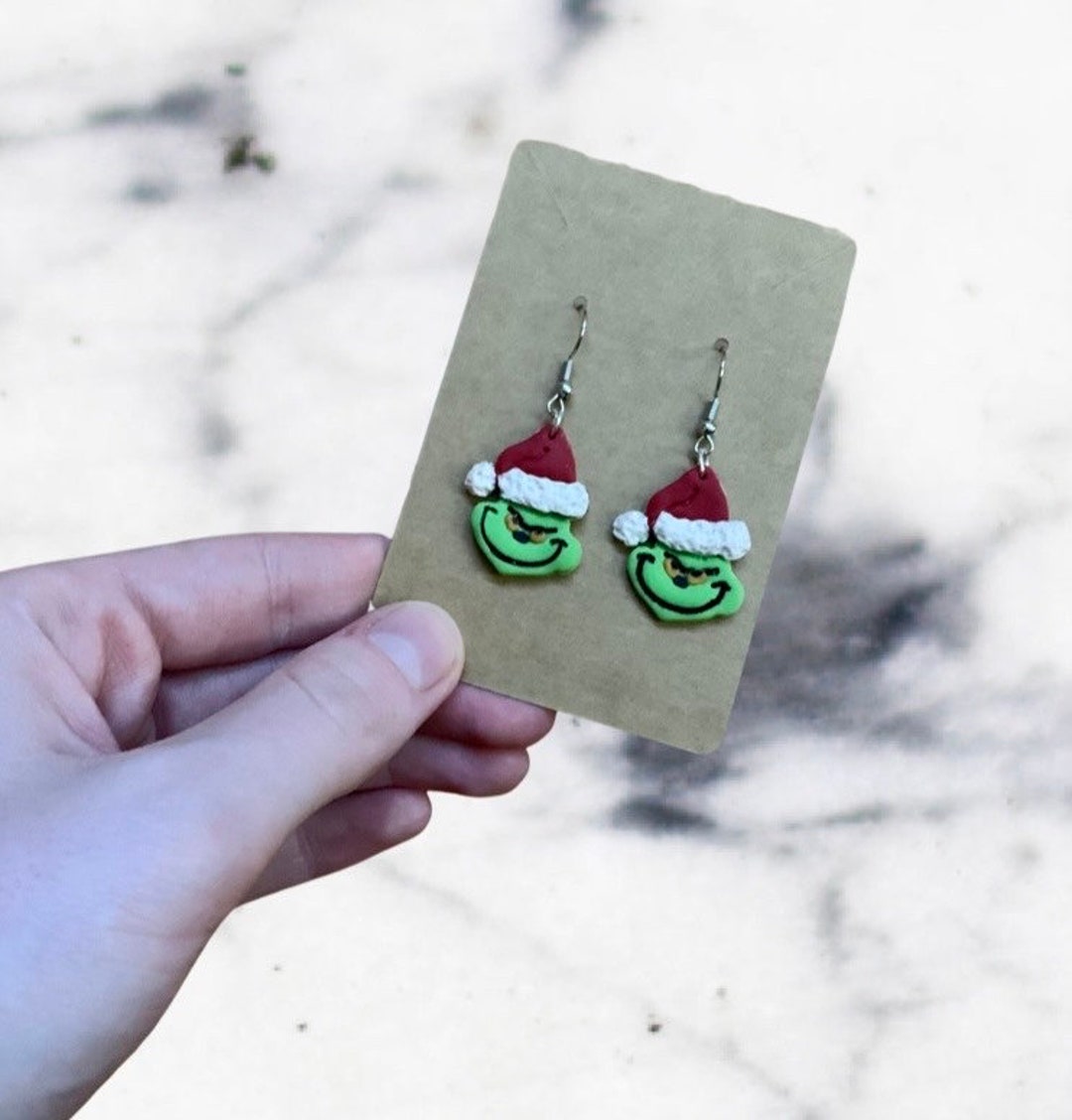 The Grinch Polymer Clay Earrings Christmas Red and Green Clay Earrings ...