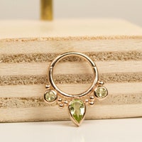 Stacked Septum Ring 14K White Gold, Septum Jewelry, Granule Septum ...