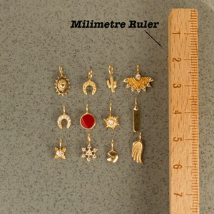 14K Solid Gold Tiny Charms, Small Dainty Charms, Gold Small Figures ...