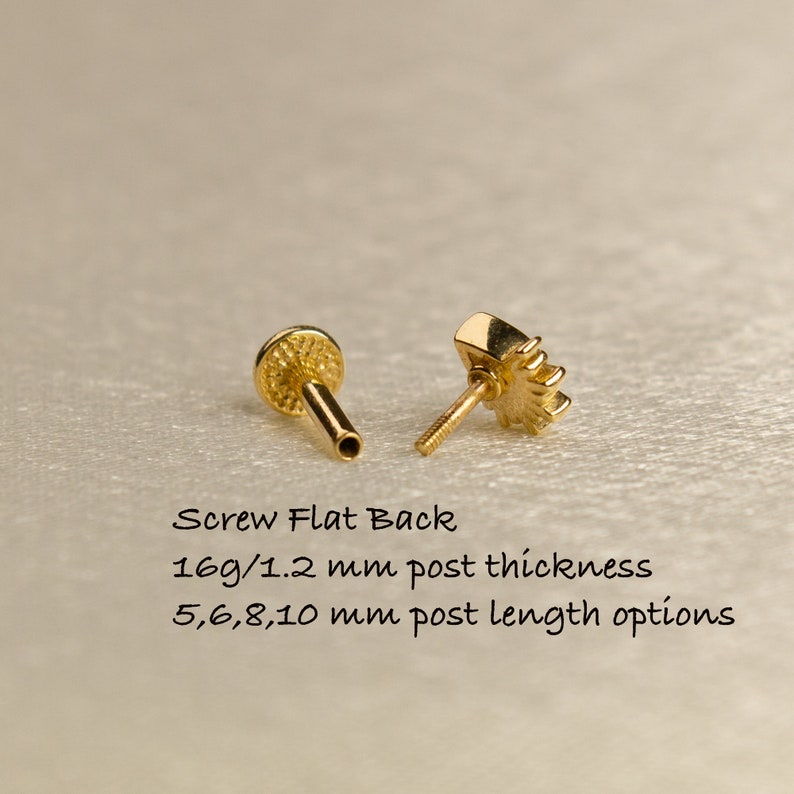 14K Gold Tulip Cartilage Stud Earring, Fuchsia CZ, Helix Earring - Etsy