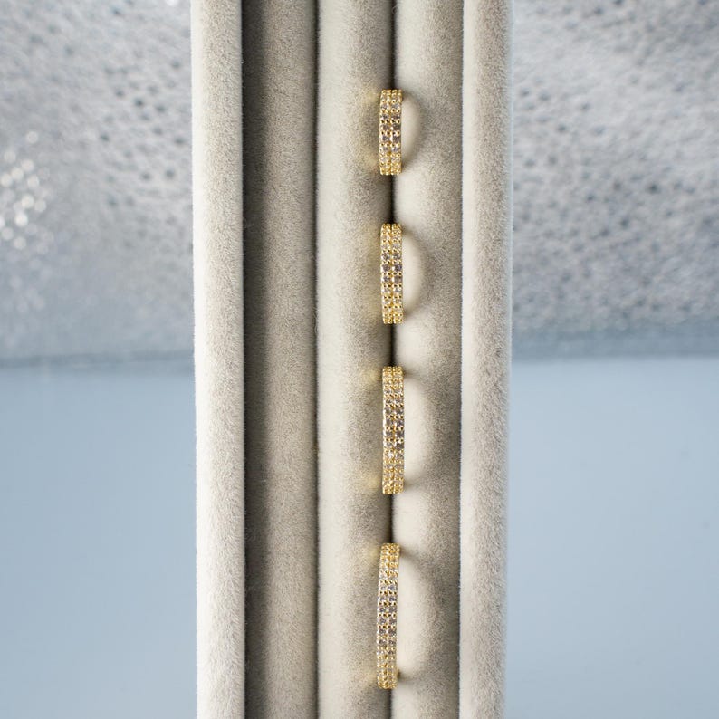 14K Solid Gold Conch Hoop, 6-8-10-12 Mm Double Row CZ Helix-conch ...