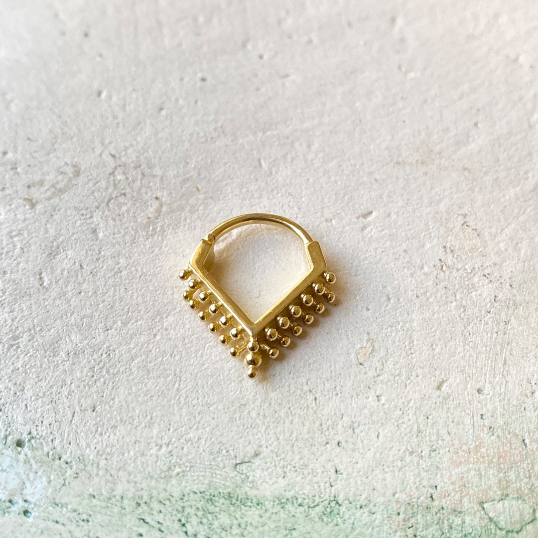 Lanicia Hinge Beaded Ring 14K Real Gold Hoop Helix Piercing, Ancient ...