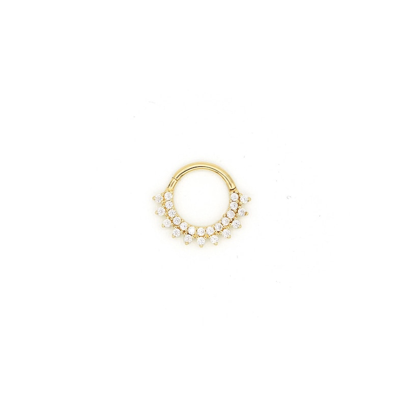 14K Gold CZ Septum Ring – Double Line Piercing Hoop - Etsy Canada