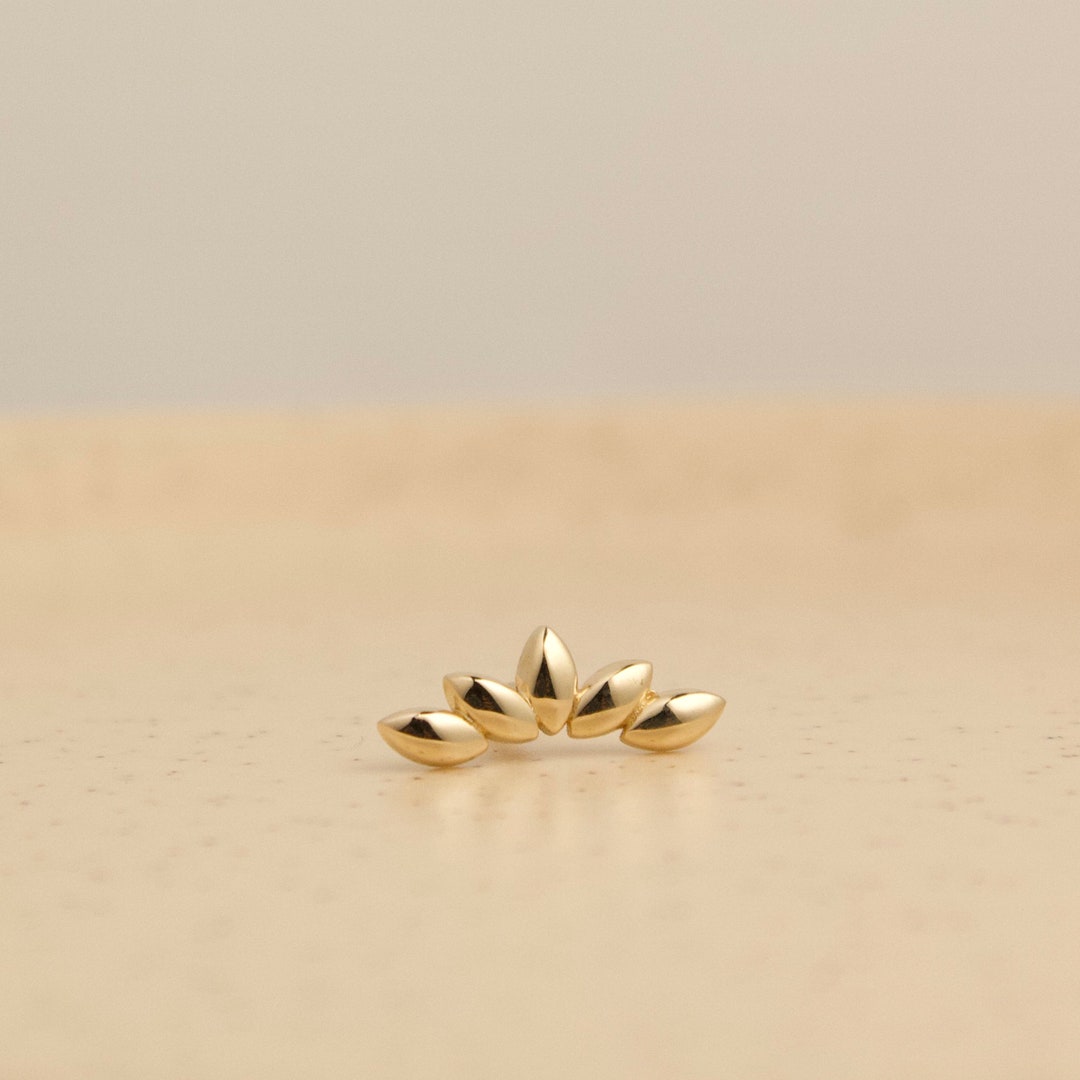 14K Solid Gold Curved Screw Flat Back Cartilage-helix Earring - Etsy
