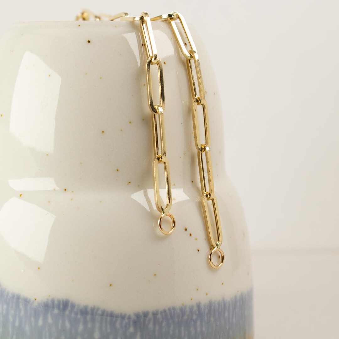 14K Solid Gold Paperclip Chain – Open Loop Connector Necklace - Etsy