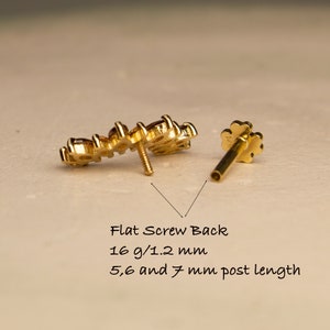 Daisy Screw Back Earring - 14K Real Gold Cartilage Earring, Screw Back Tragus Piercing, Earlobe ...