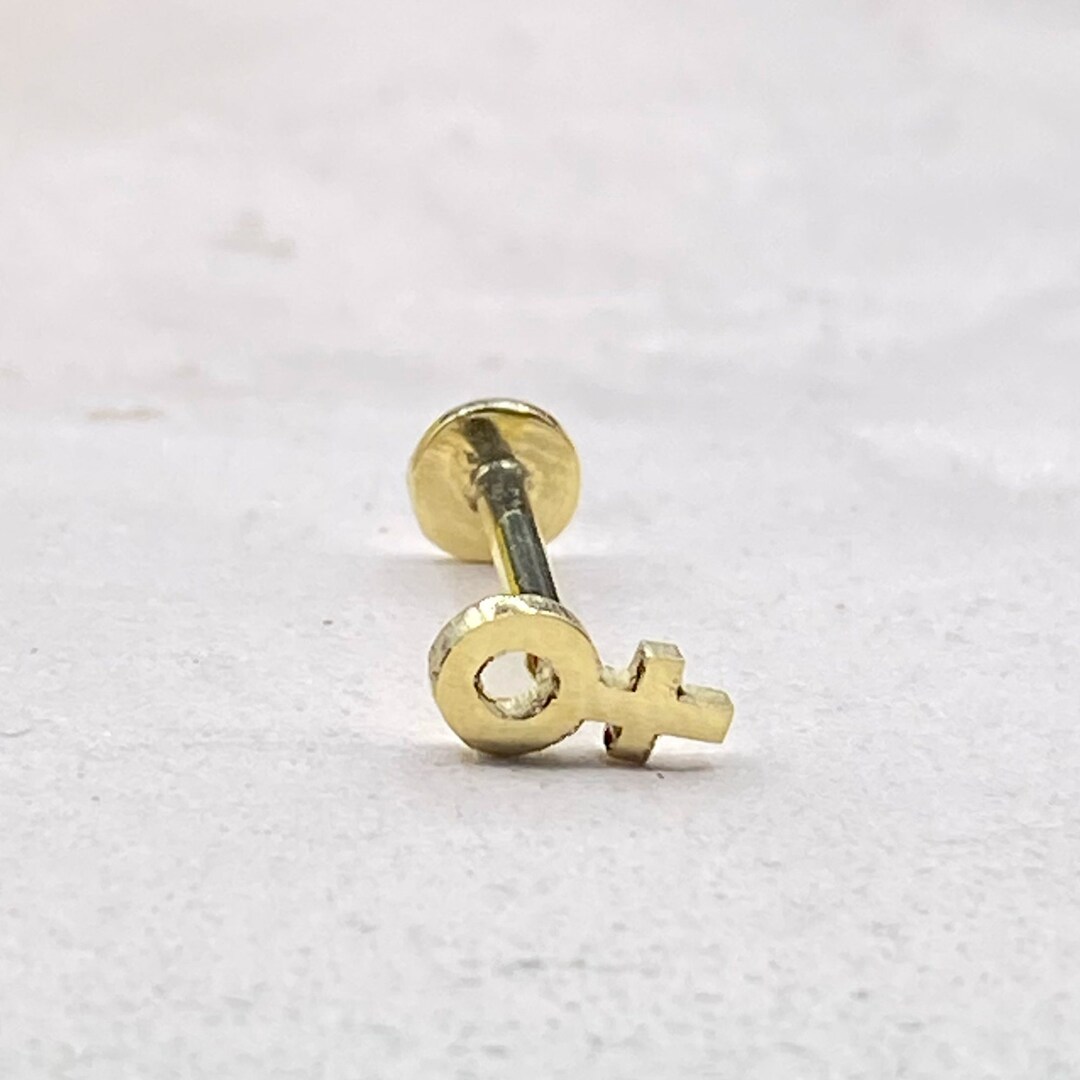 FEMIN SIGN PIERCING - Minimalist Tragus Piercing, 14K Real Gold ...