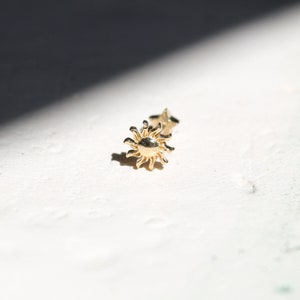 14K Gold Egyptian Sun Piercing – Handcrafted Cartilage Flat Back ...