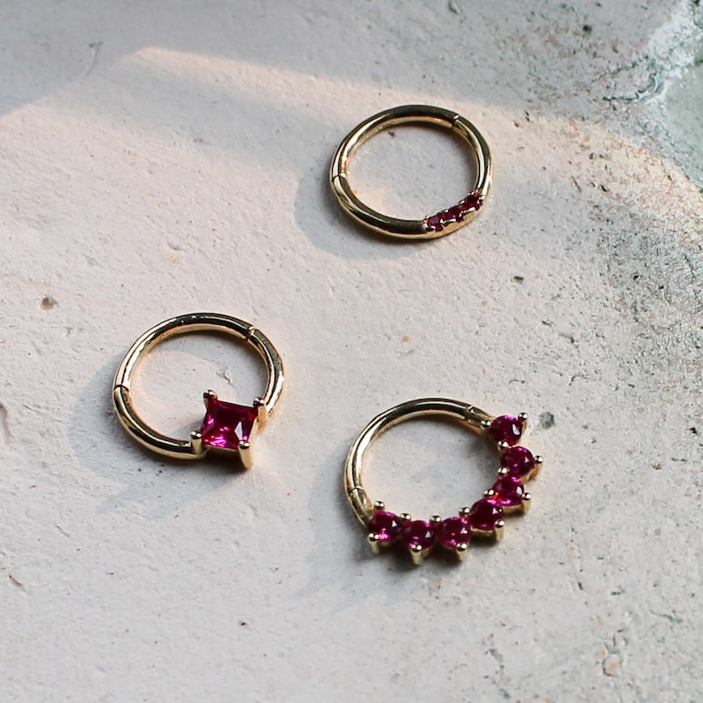 Piercing a cerchio quadrato solitario in oro 14K - Clicker per setto ...